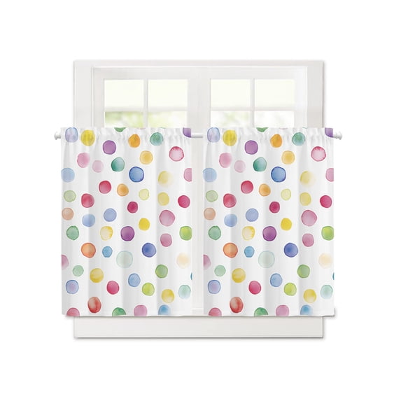 Abstract Watercolor Colorful Polka Dot Short Blackout Curtains 36 Inch ...