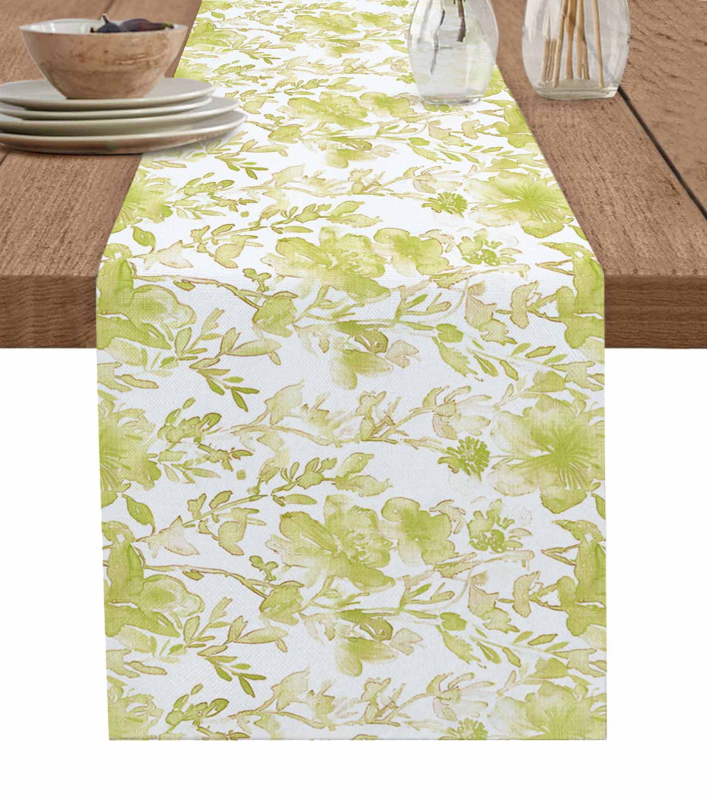 Abstract Watercolor Flowers And Plants Table Runners for Dining Room ...