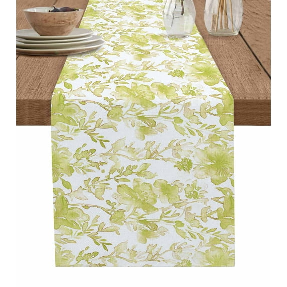 Abstract Watercolor Flowers And Plants Table Runners for Dining Room ...