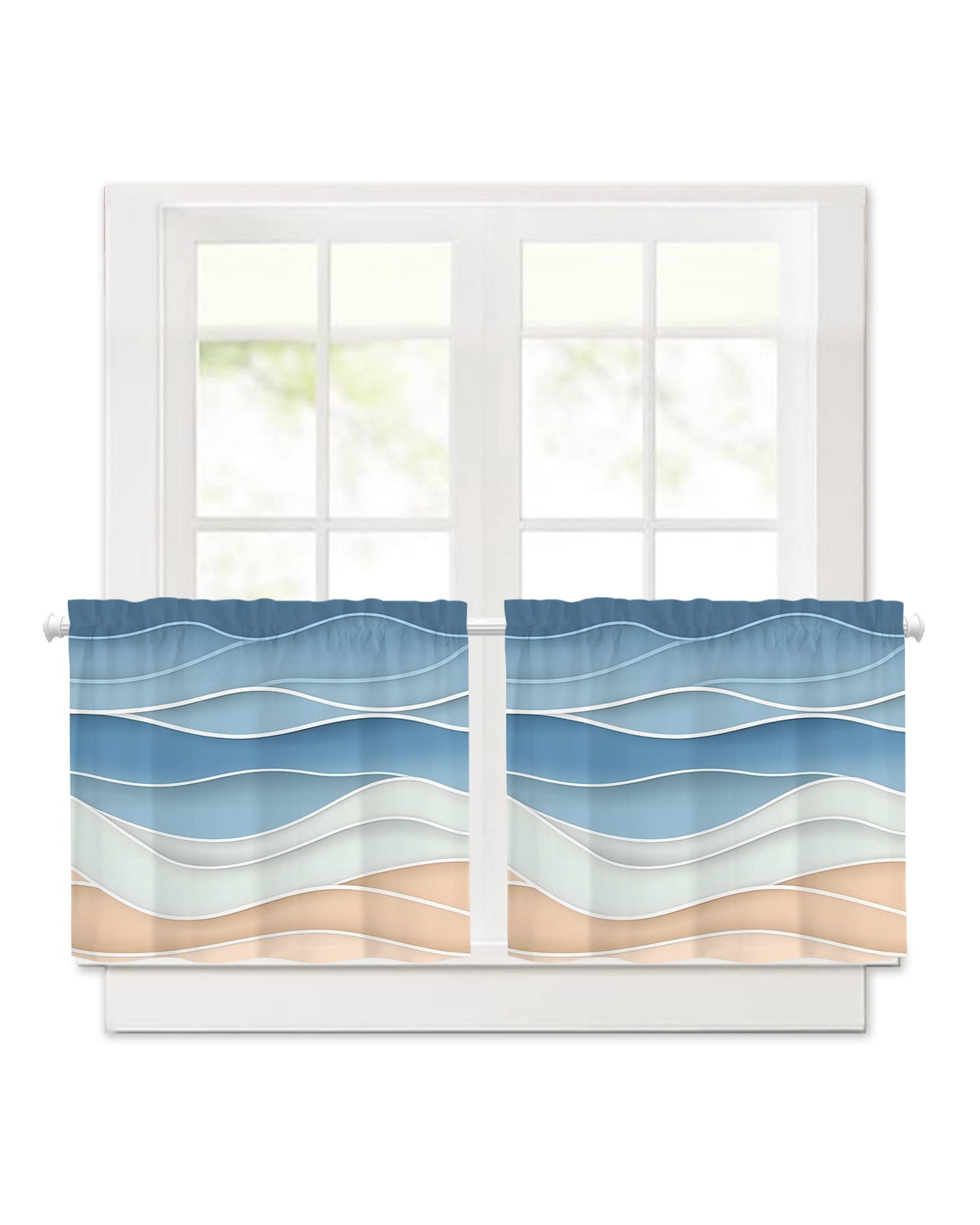 Abstract Watercolor Gradient Ripple Short Blackout Curtains 30 Inch ...