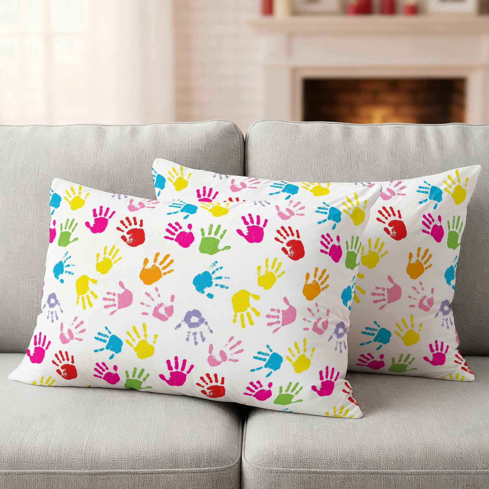 Abstract Watercolor Gradients Handprints Waterproof Throw Pillow Covers ...