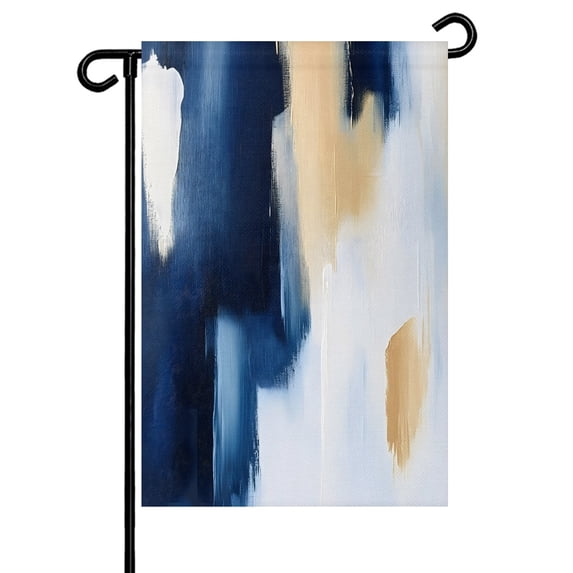 Abstract Watercolor Graffiti Garden Flag 28x40 Inch Blue Gold Blend ...