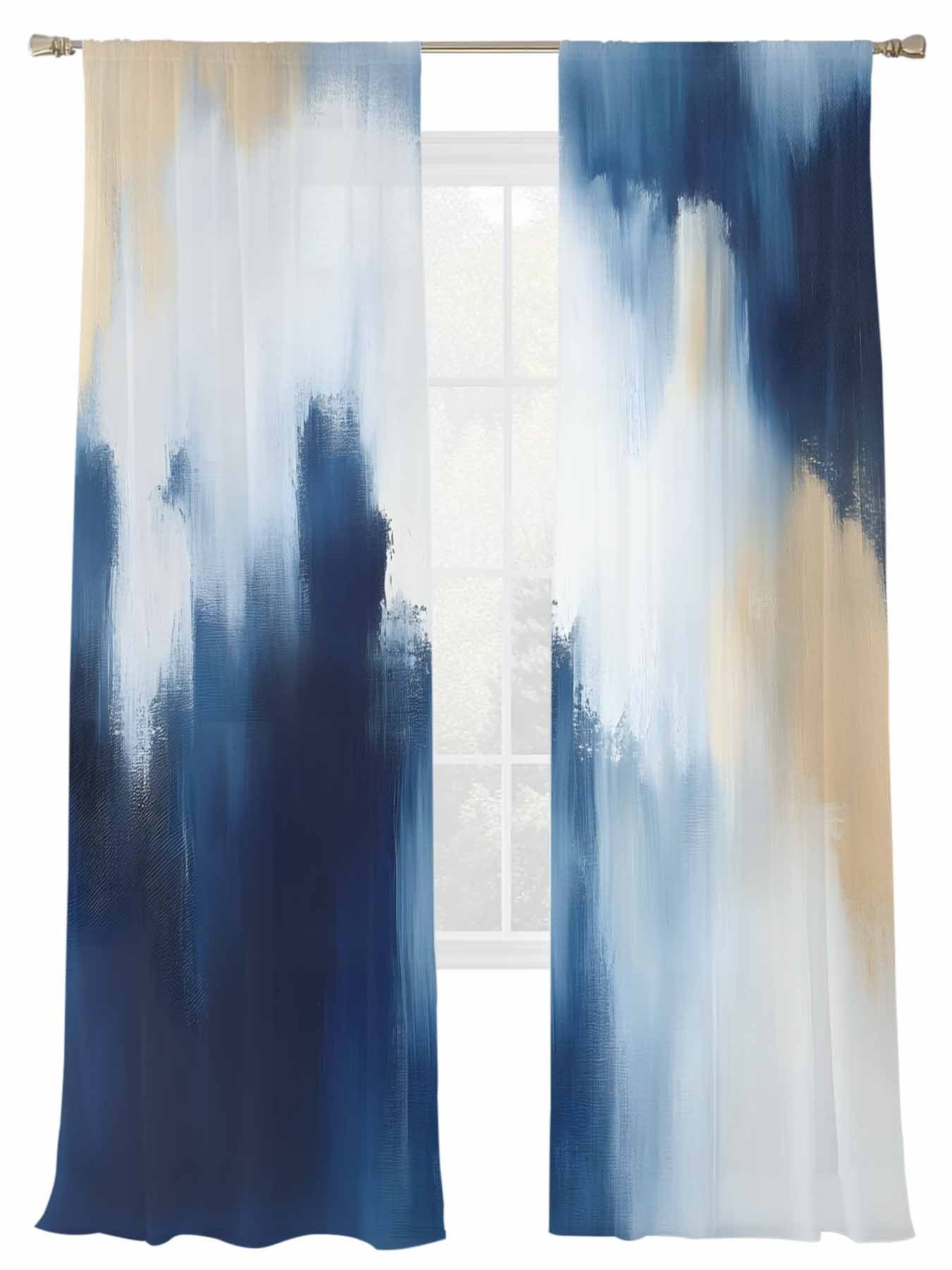 Abstract Watercolor Graffiti Sheer Curtains for Living Room Bedroom ...
