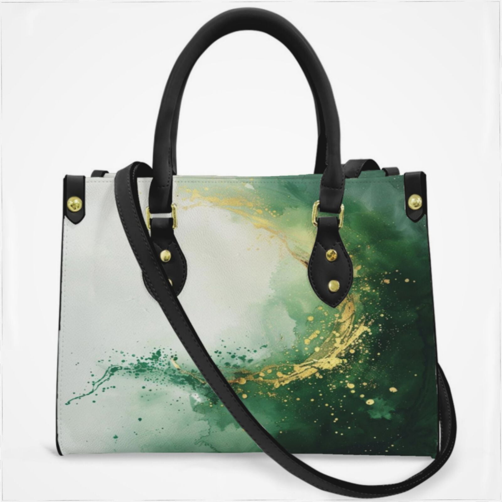 Abstract Watercolor Green Gold Cross Body Bags For Women Small Leather ...