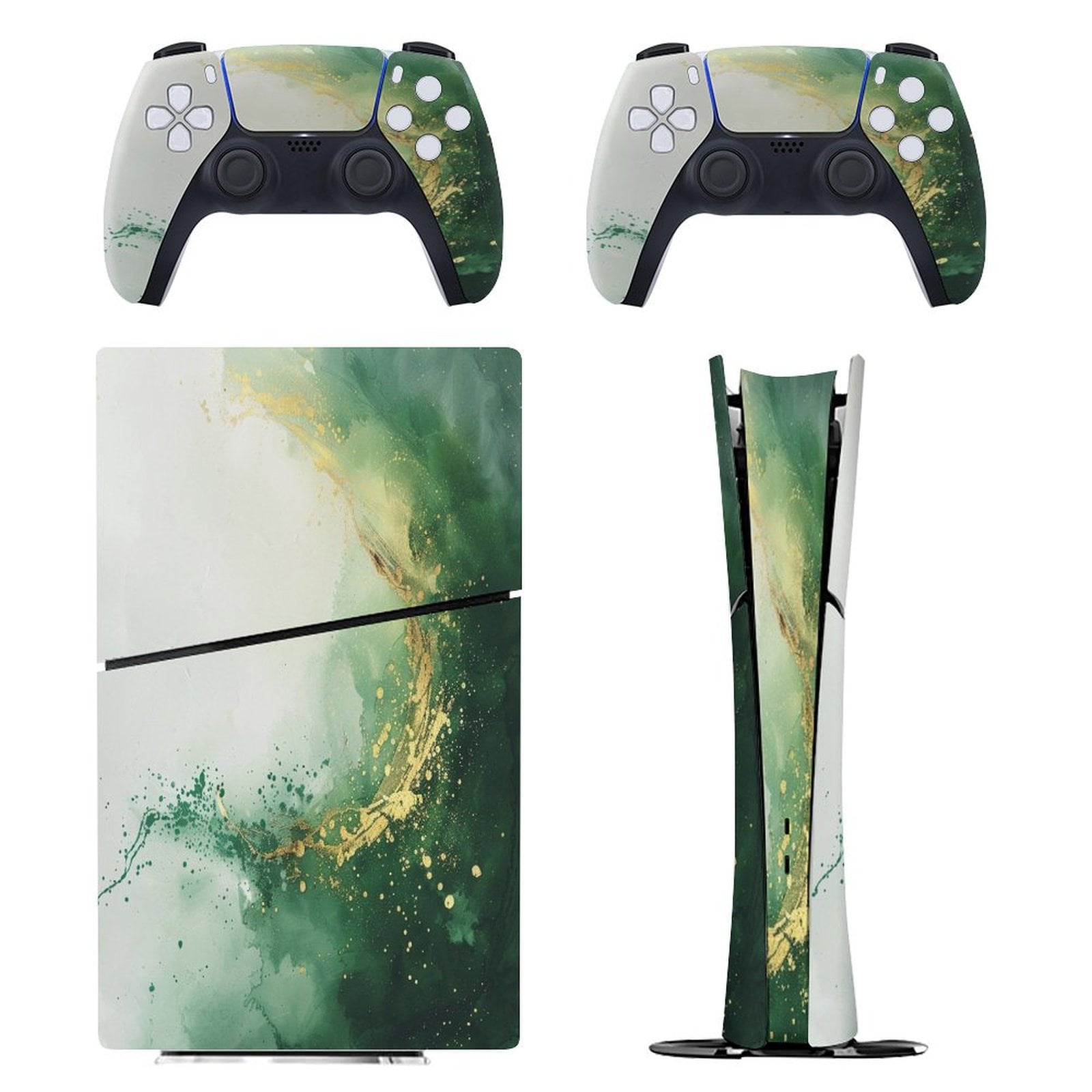 Abstract Watercolor Green Gold PS5/PS5 Slim Digital Disc Skin Sticker ...