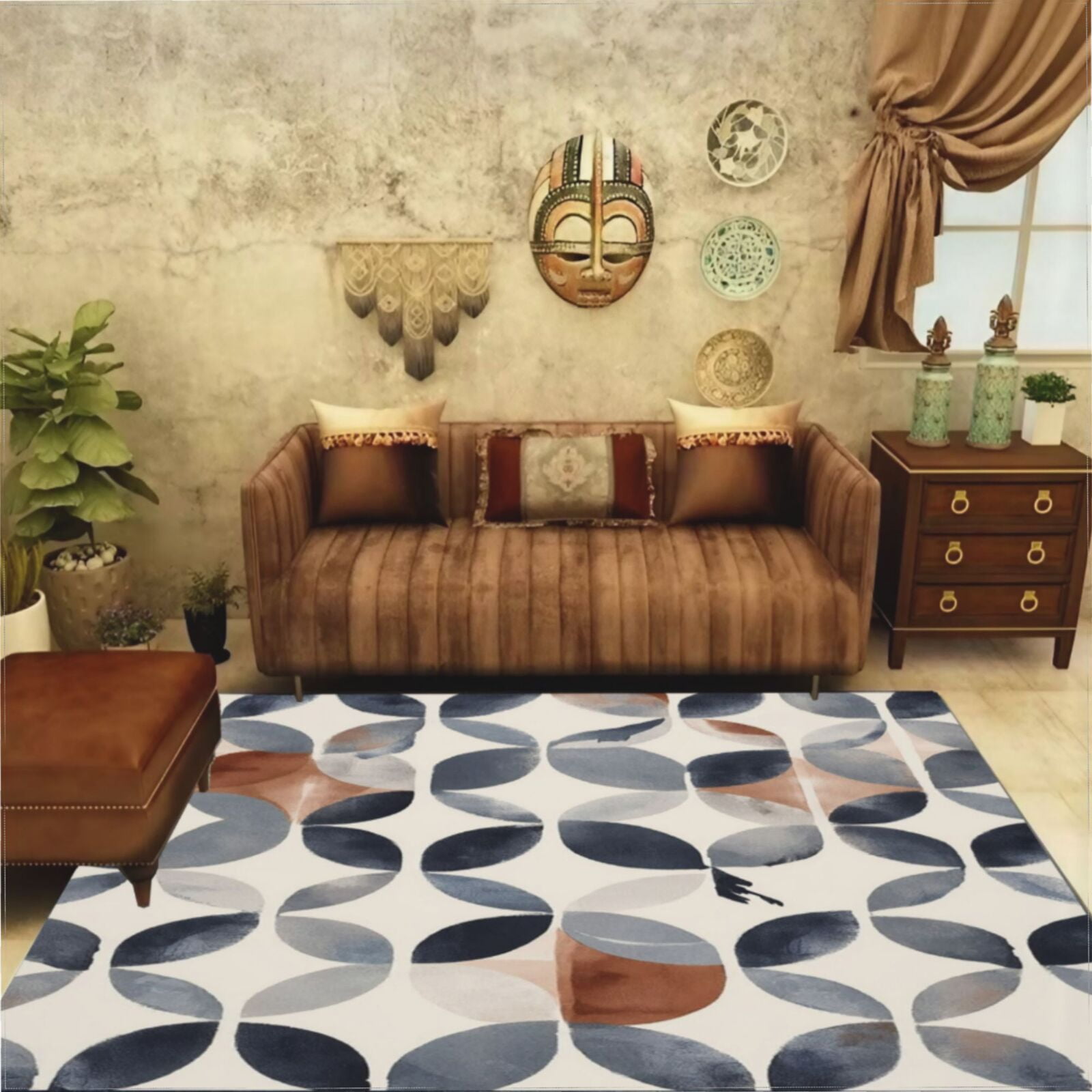 Abstract Watercolor Leaf Pattern Living Room ration Nordic Carpets ...