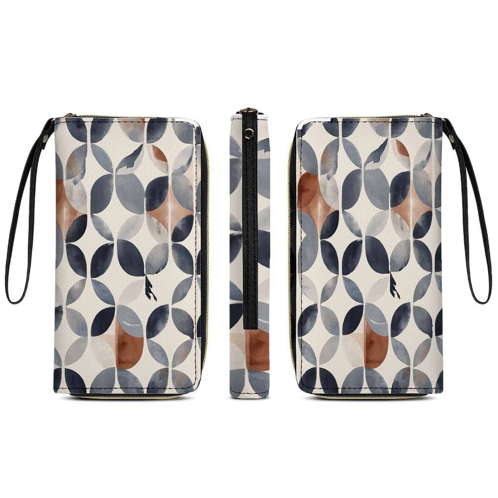 Abstract Watercolor Leaf Pattern Long Wallets For Women PU Leather ...