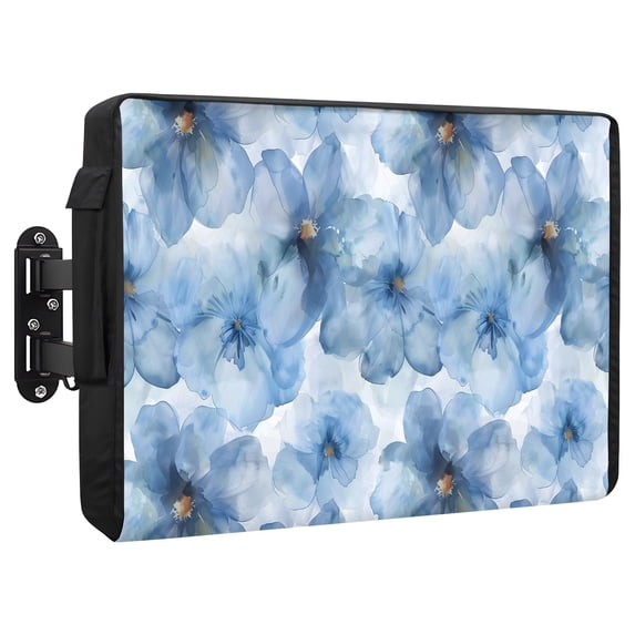 Abstract Watercolor Outdoor TV Cover 48 to 50 Inch Blue Flower Floral ...