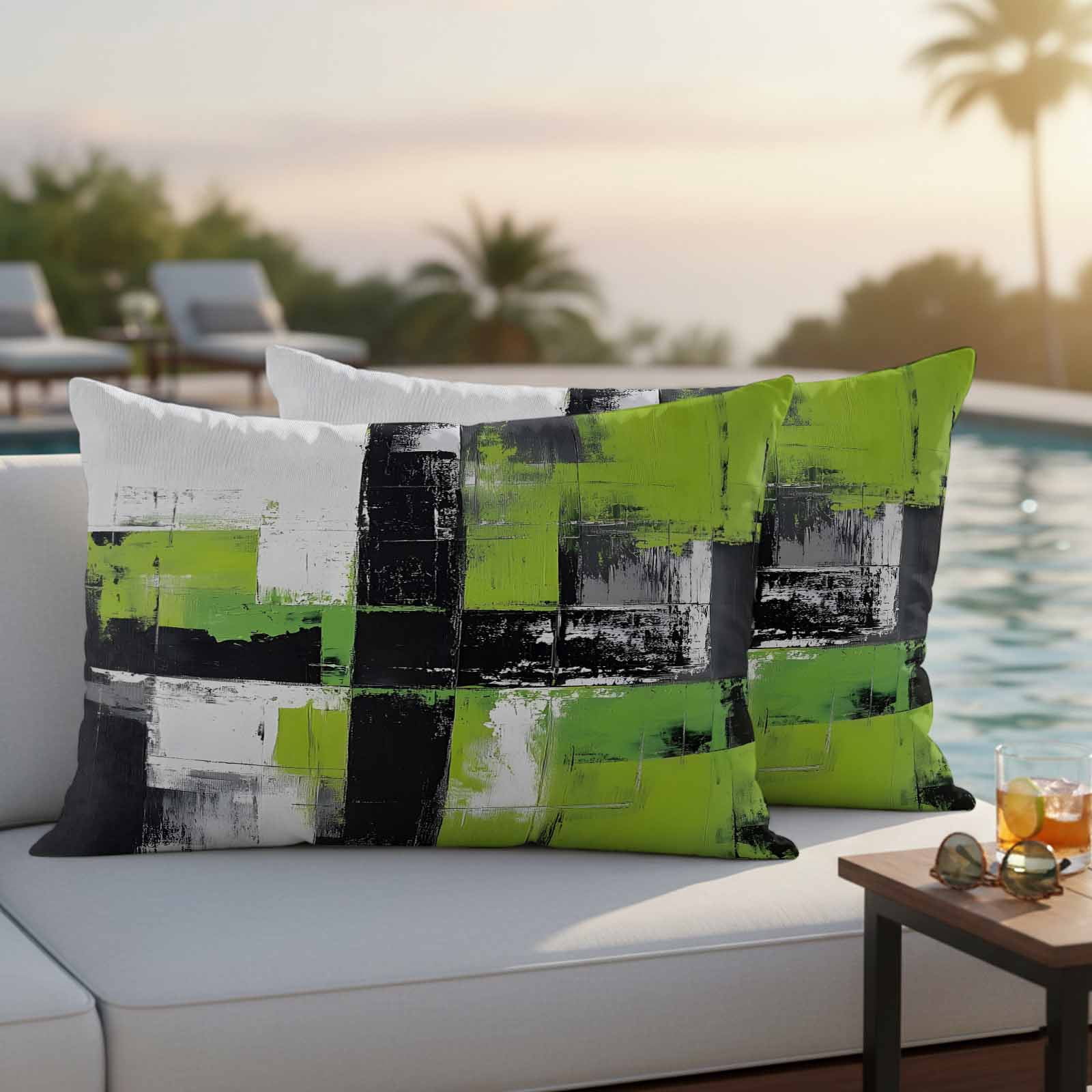 Abstract Watercolor Outdoor Waterproof Throw Pillow Covers Set of 2, 20 ...