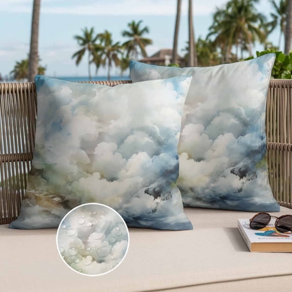 Abstract Watercolor Outdoor Waterproof Throw Pillow Covers Set of 2, 24 ...
