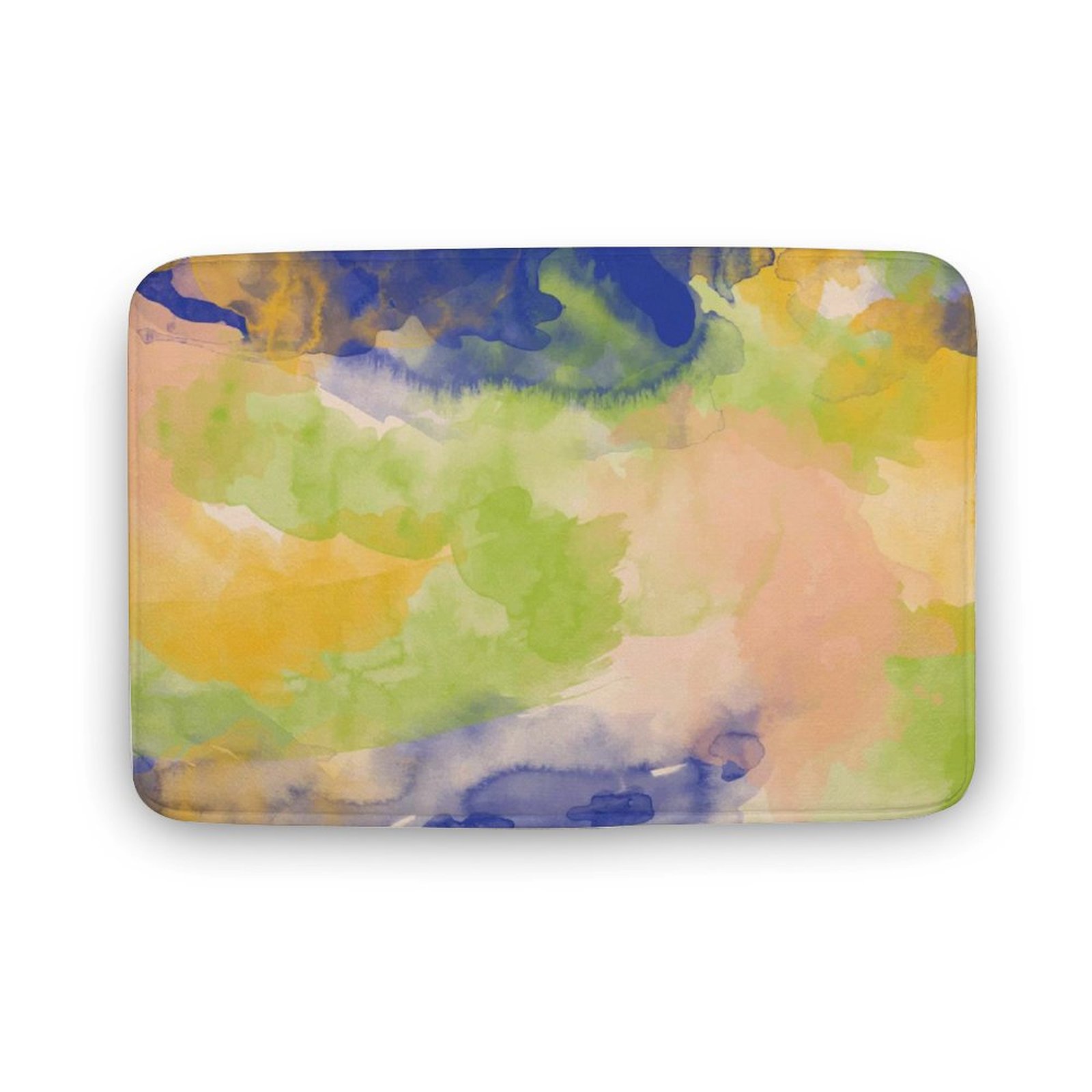 Abstract Watercolor Pattern Bathroom Coral Velvet Bath Rugs Non Slip ...