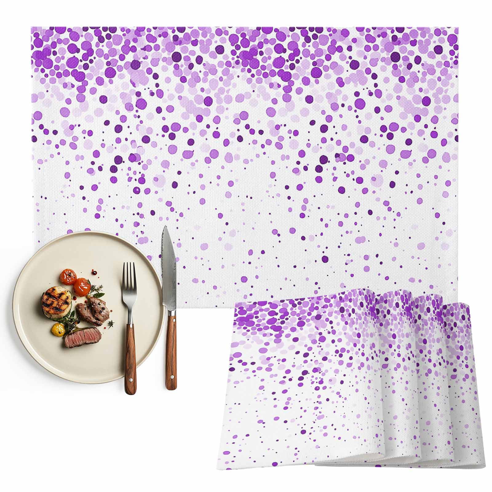 Abstract Watercolor Placemats Set of 2, Polka Dot Texture Table Mats ...