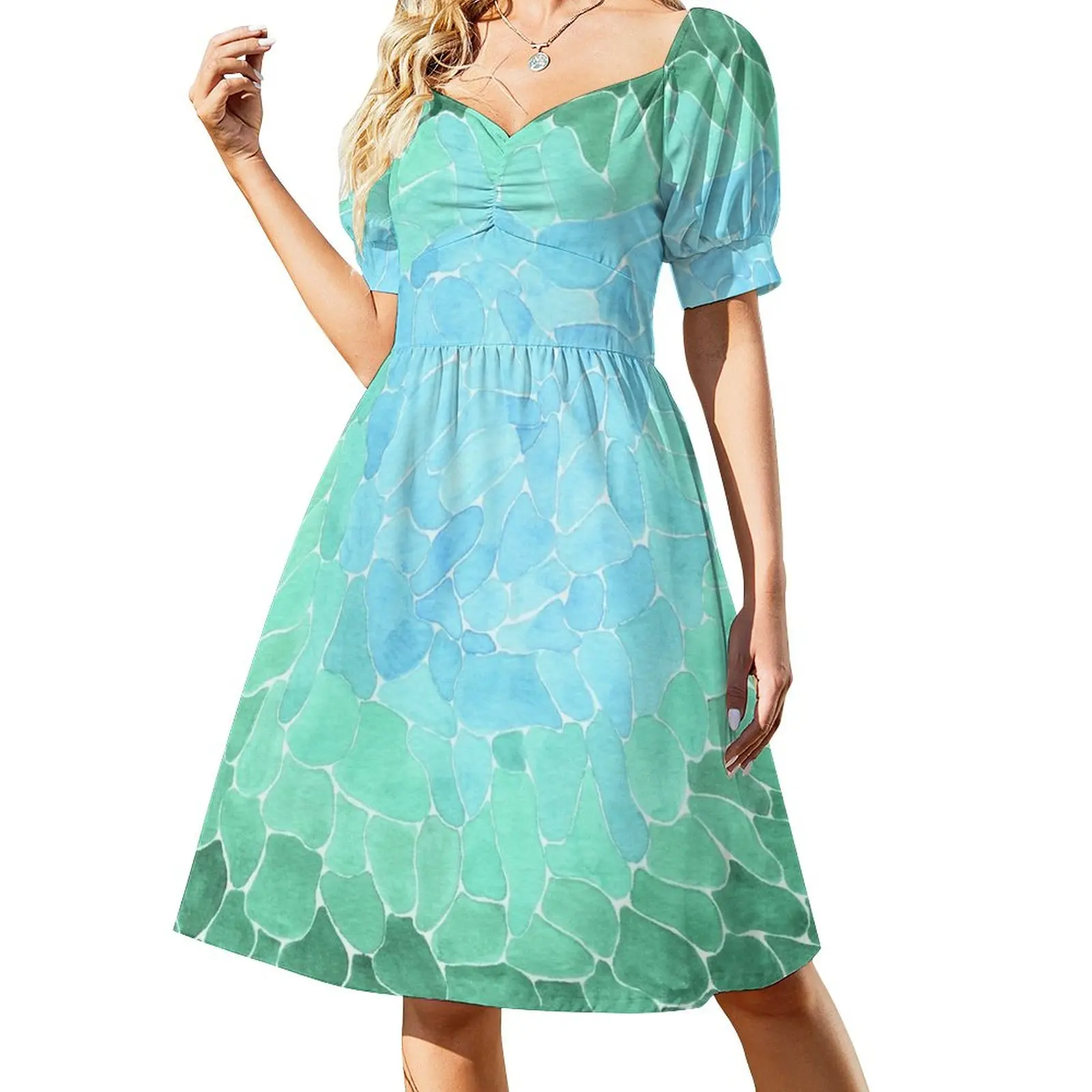 Abstract Watercolor / Sea Glass Art Sleeveless Dress women evening ...