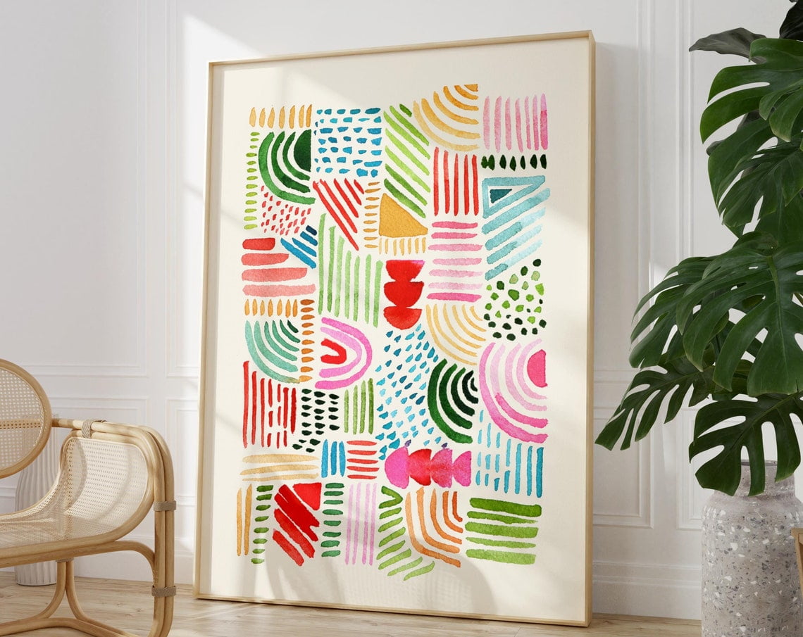 Abstract Watercolor Shapes Art • Organic Geometric Poster • Eclectic ...