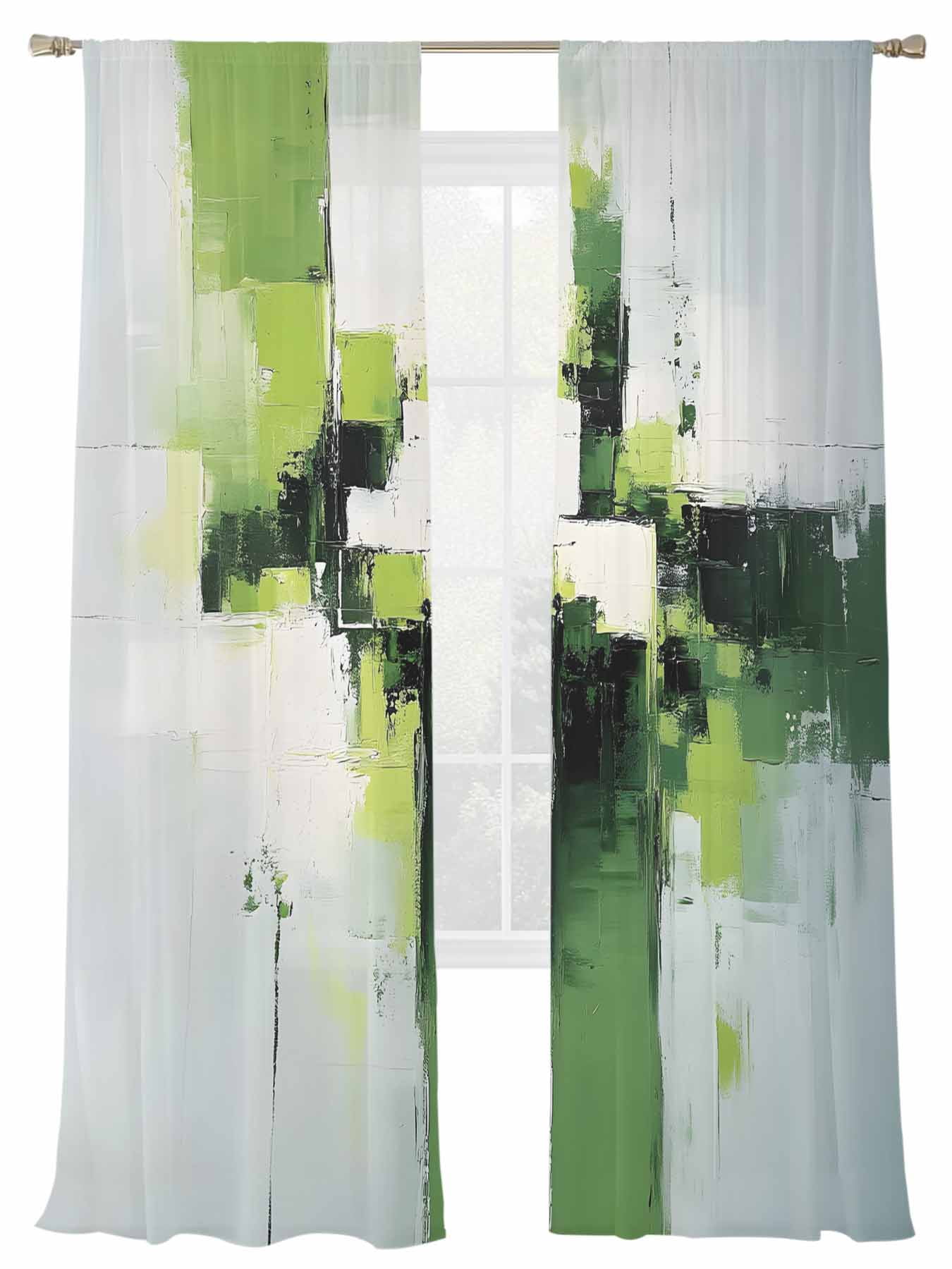 Abstract Watercolor Sheer Curtains for Living Room Bedroom, Light ...