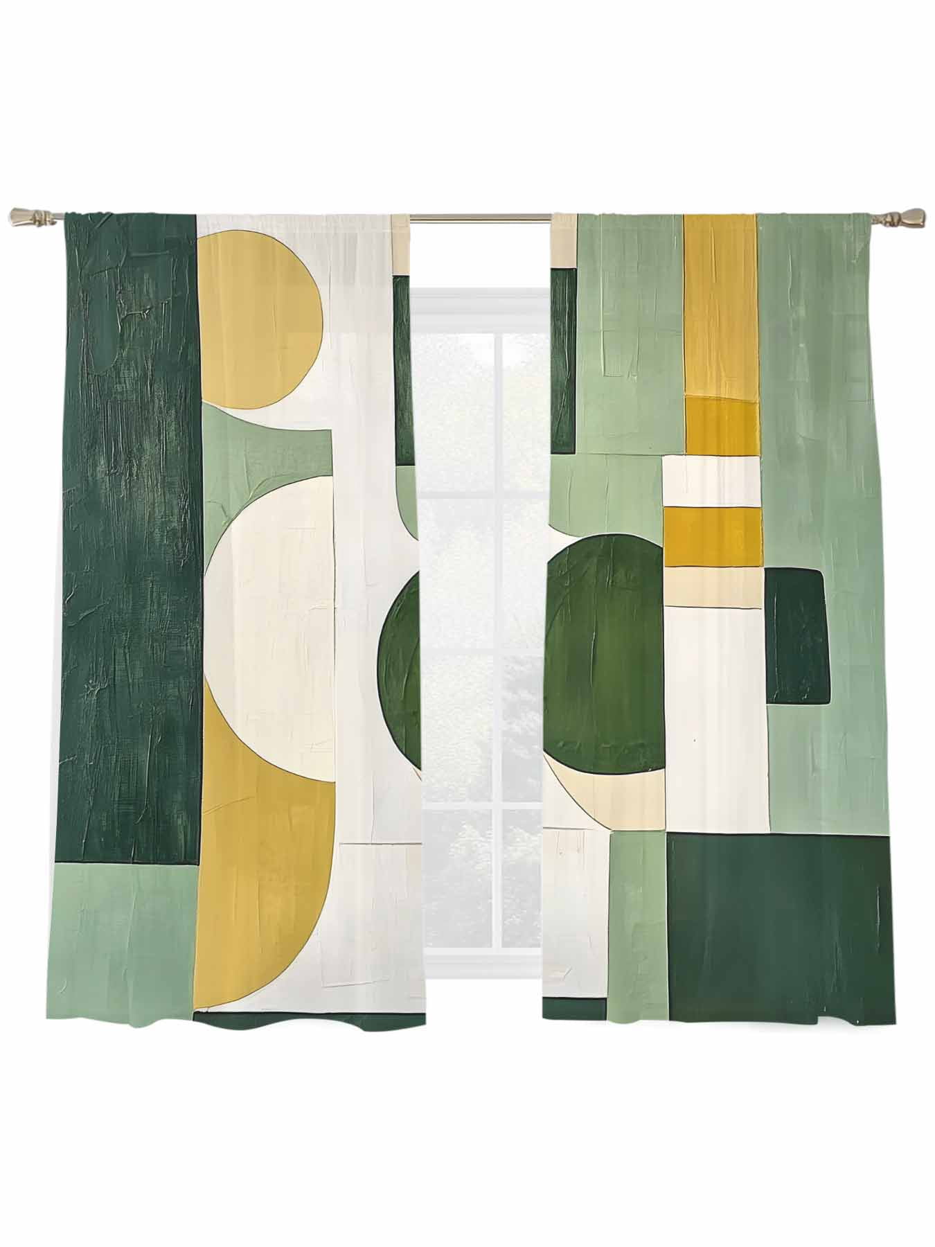 Abstract Watercolor Sheer Curtains for Living Room Bedroom, Light ...