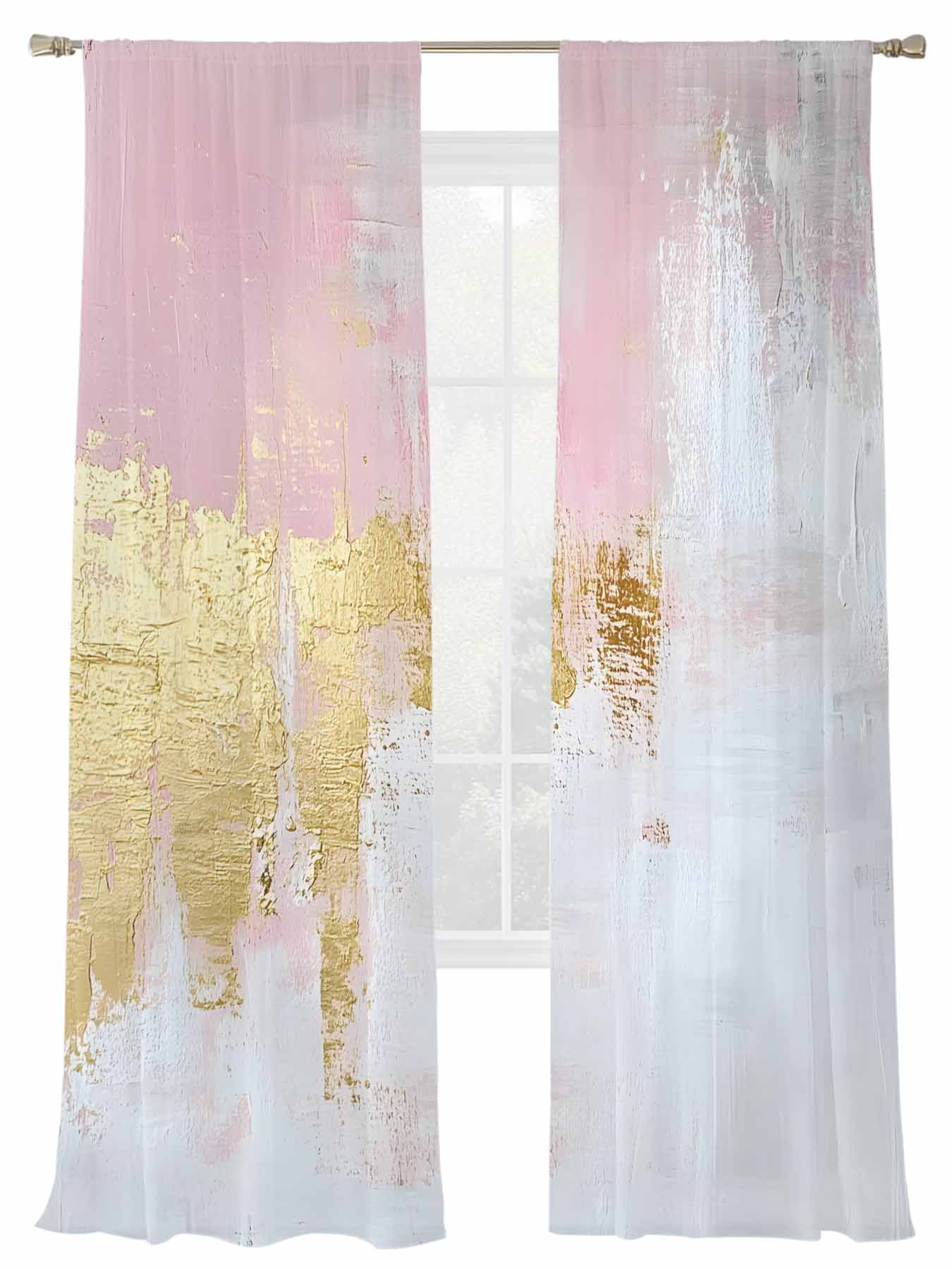 Abstract Watercolor Sheer Curtains for Living Room Bedroom, Light ...