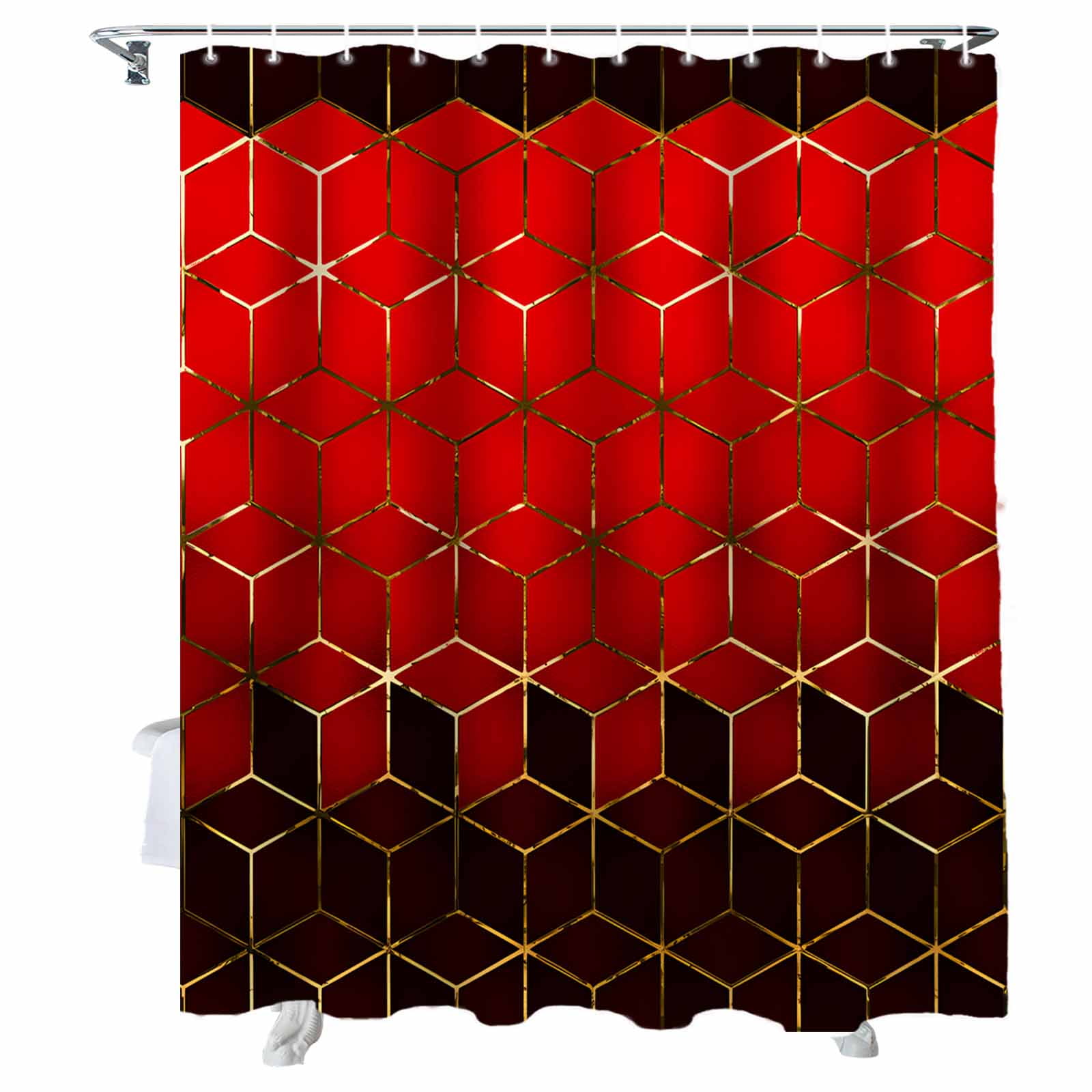Abstract Watercolor Shower Curtain, Geometric Cube Pattern Shower ...