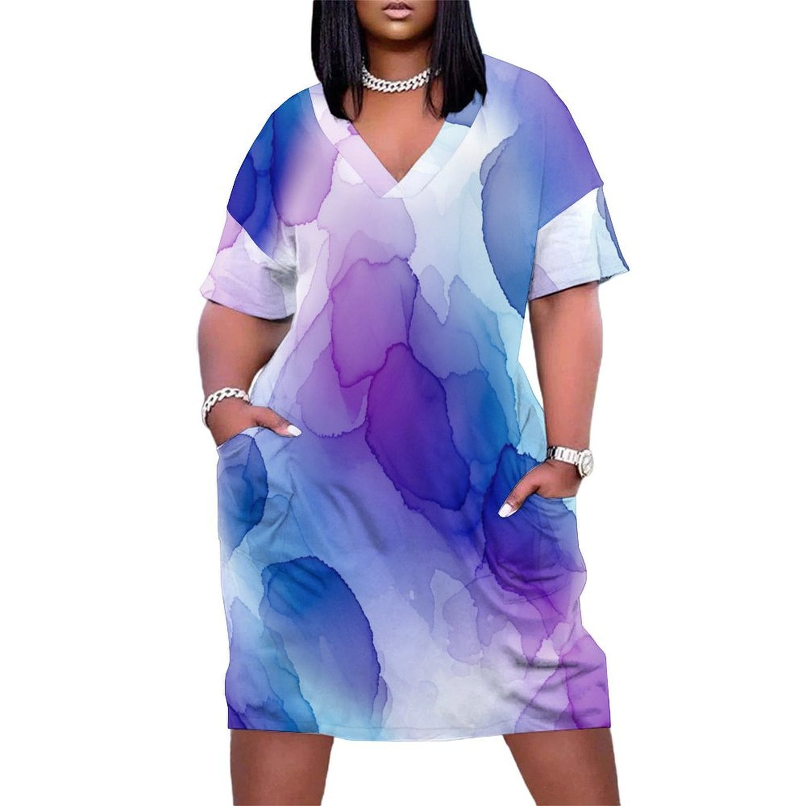 Abstract Watercolor Splash Loose Pocket Dress Dresses Summer Summer ...