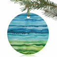 Abstract Watercolor Stripes Artwork Christmas Ceramic Ornament 2025,3 ...