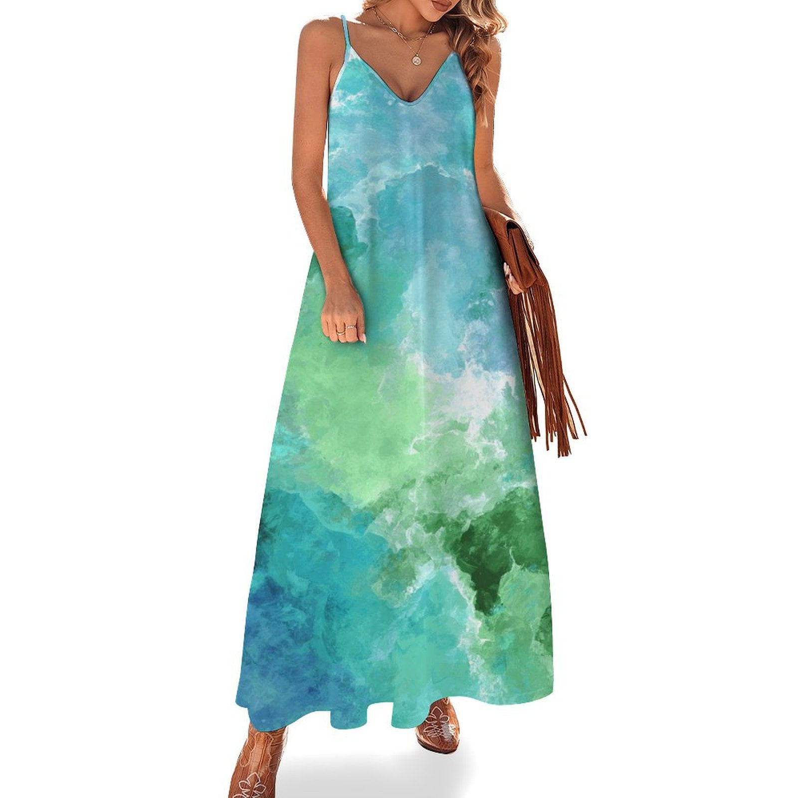Abstract Watercolor Texture Sleeveless Dress Women's Evening Dress ...