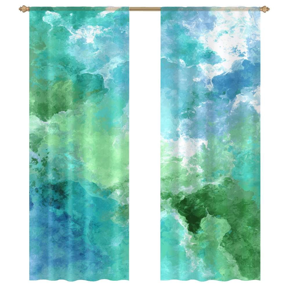 Abstract Watercolor Texture Tulle Curtains For Living Room Chiffon ...