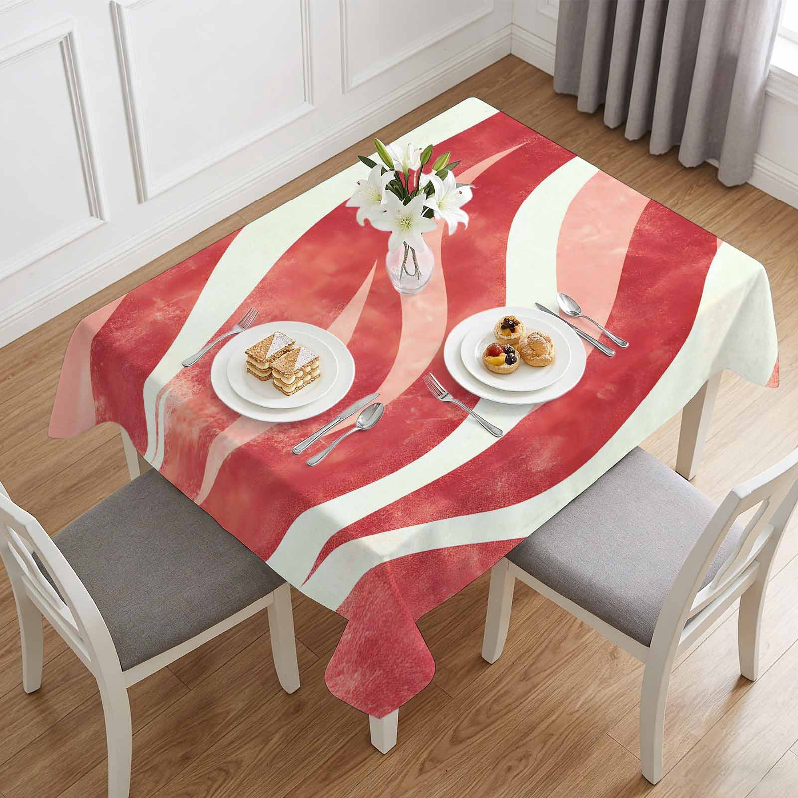 Abstract Watercolor Wave Texture Table Cloth 60x84in, Waterproof ...