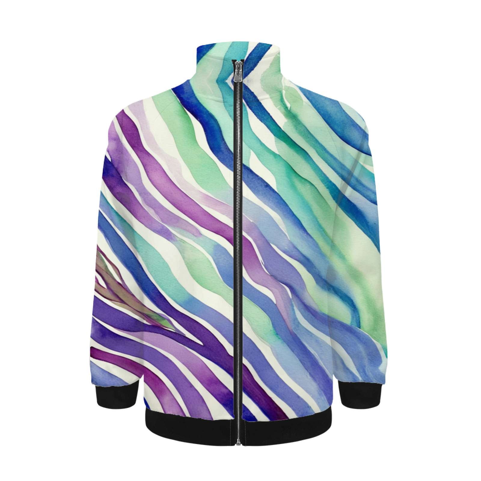 Abstract Watercolor Waves Jacket Men's Street Cool Long Sleeves Coat ...
