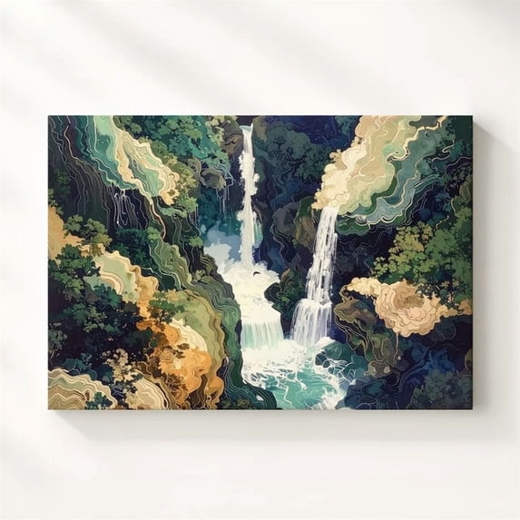 Abstract Waterfall Wall Art Marbled Landscape & Topographic Flow Art ...
