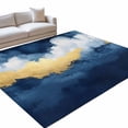 Abstract Wave Art Area Rugs 3x5ft Gold Cloud Blue Sky Oil Painting ...