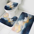 Abstract Wave Art Bathroom Rugs Set Blue Gold Clouds Ocean Oil Painting ...
