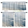Abstract Wave Art Kitchen Curtains Set for Windows, Light Blue Seaside ...