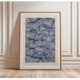 Abstract Wave Art Poster Blue Line Minimalist Ocean Waves Wall Art ...