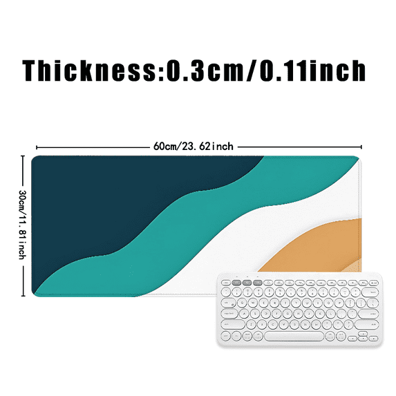 Abstract Wave Design Mouse Pad 31.5 x 11.82 Inches Rubber Desk Mat for ...