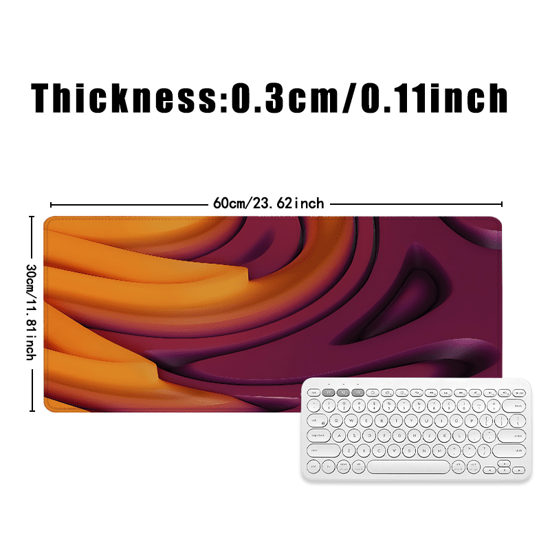 Abstract Wave Design Mouse Pad 31.5 x 11.82 Inches Rubber Surface for ...