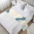 Abstract Wave Effect Bed Runner Scarf, Watercolor Blue Stripe Queen Bed ...