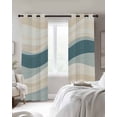 Abstract Wave Effect Blackout Curtains 2 Panels, Watercolor Blue Stripe ...
