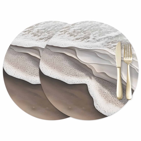 Abstract Wave Effect Leather Placemats Set of 2, 15 Inch, Gary Brown ...