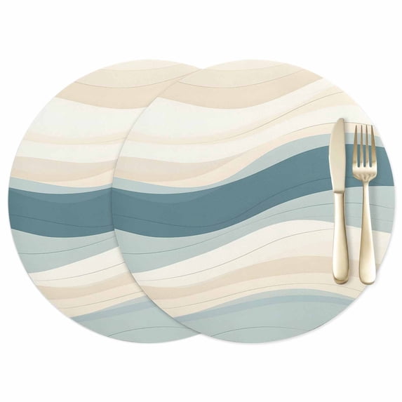 Abstract Wave Effect Leather Placemats Set of 2, 15 Inch, Watercolor ...