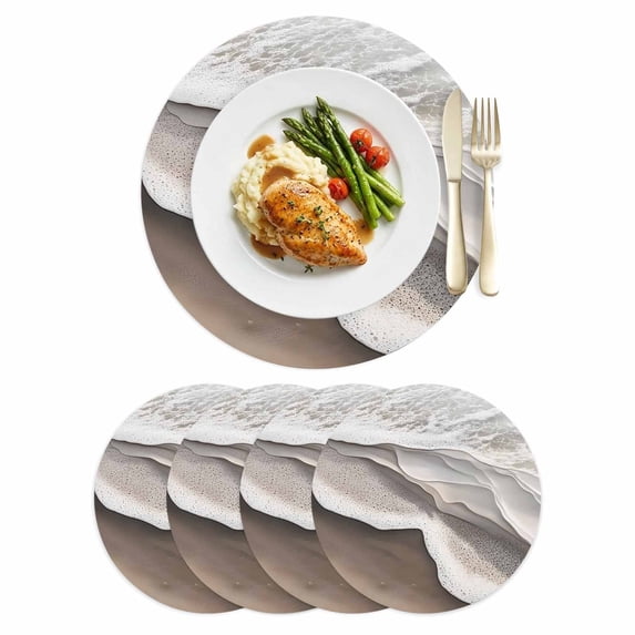Abstract Wave Effect Leather Placemats Set of 4, 12 Inch, Gary Brown ...