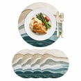 Abstract Wave Effect Leather Placemats Set of 4, 12 Inch, Watercolor ...