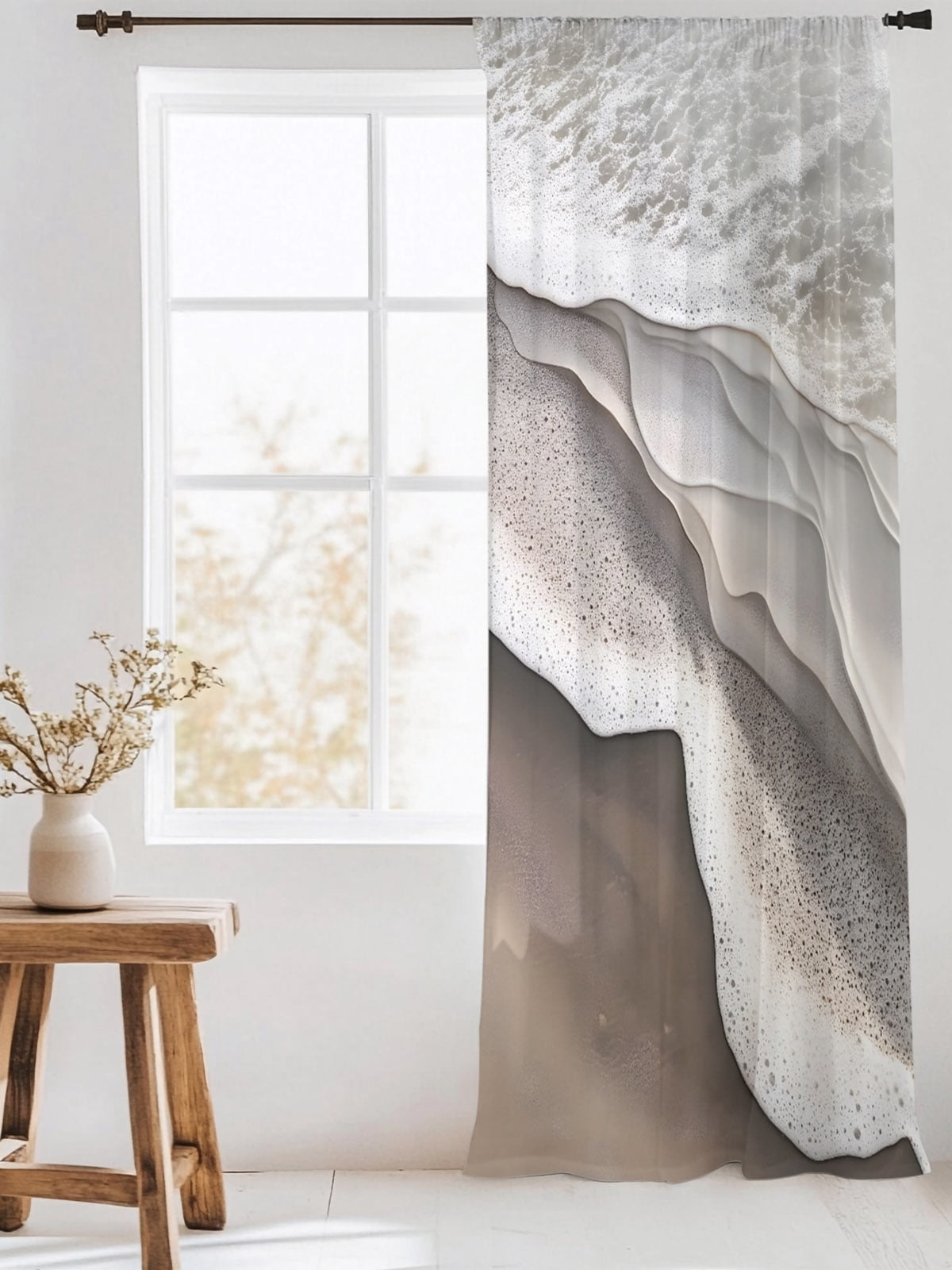 Abstract Wave Effect Sheer Curtains 108 Inch Long 1 Panel Gary Brown ...