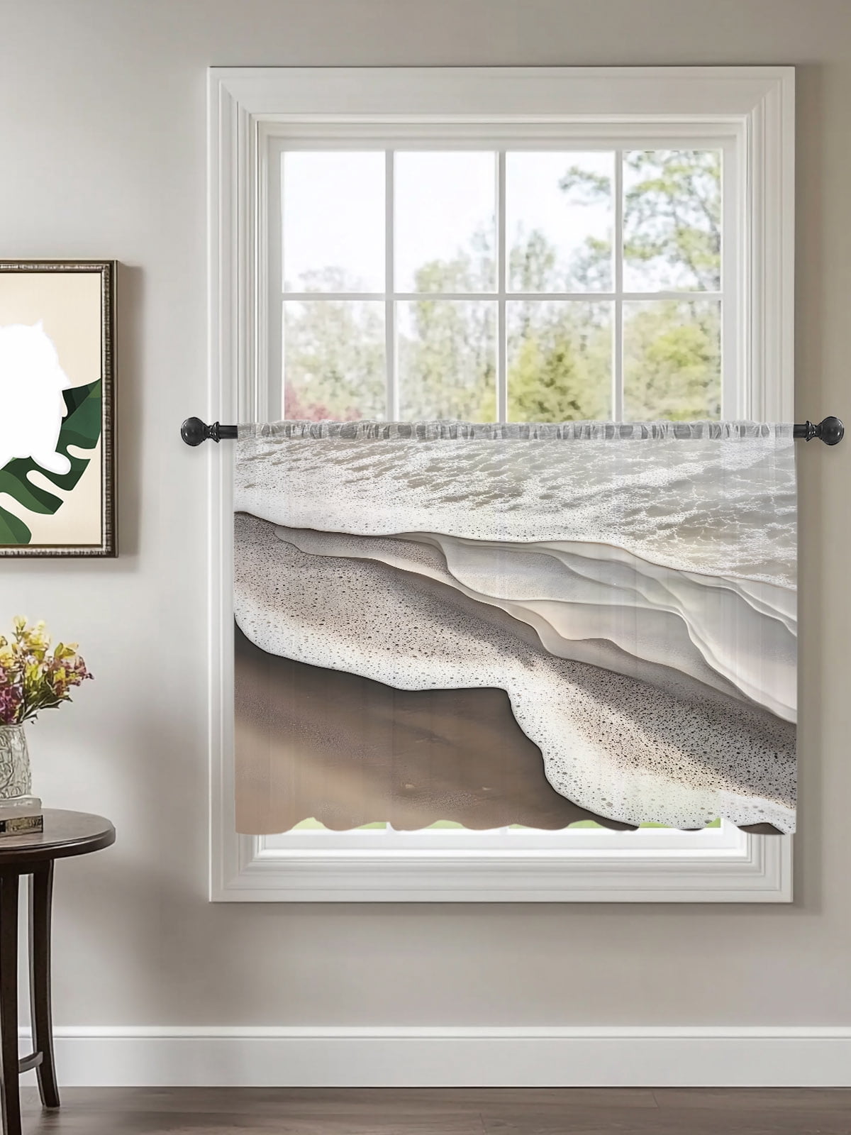 Abstract Wave Effect Sheer Curtains 45 Inch Long 1 Panel Gary Brown ...