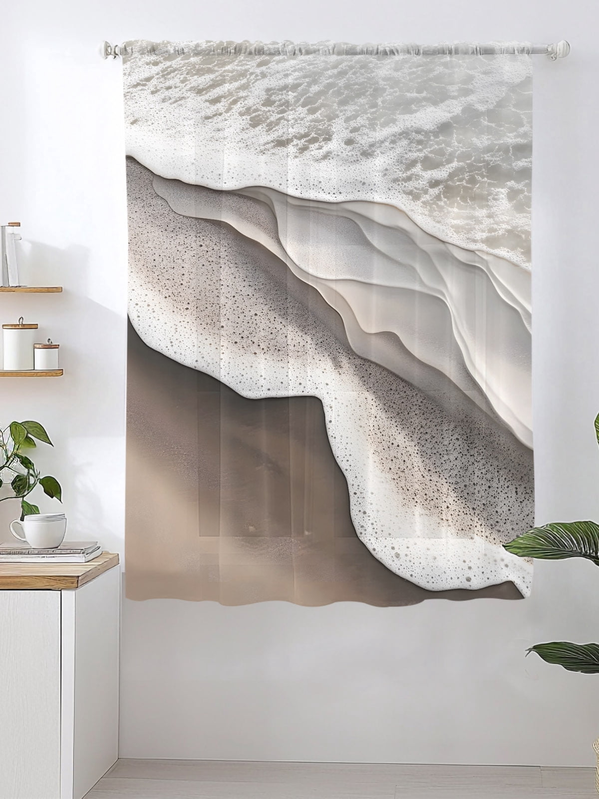 Abstract Wave Effect Sheer Curtains 72 Inch Long 1 Panel Gary Brown ...