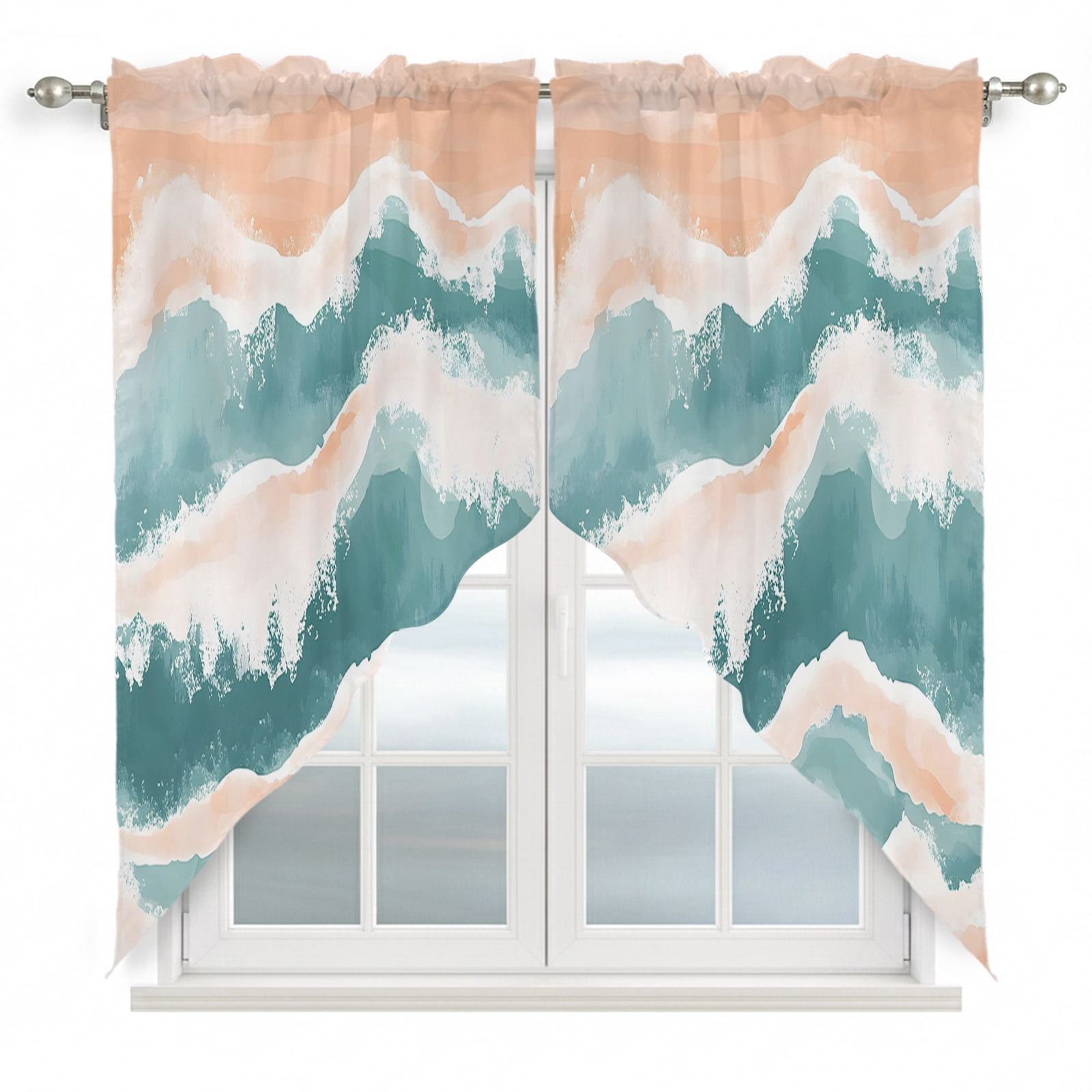 Abstract Wave Effect Swag Valances for Windows 45 inches Long ...