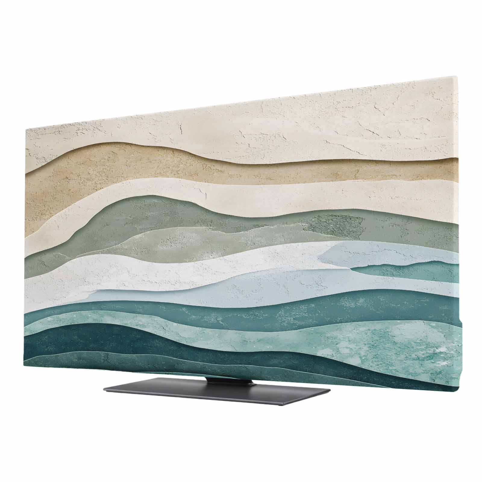 Abstract Wave Effect TV Dust Cover 65 Inch, Watercolor Blue Stripes ...