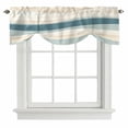 Abstract Wave Effect Tie Up Valances Curtain, Watercolor Blue Stripe ...