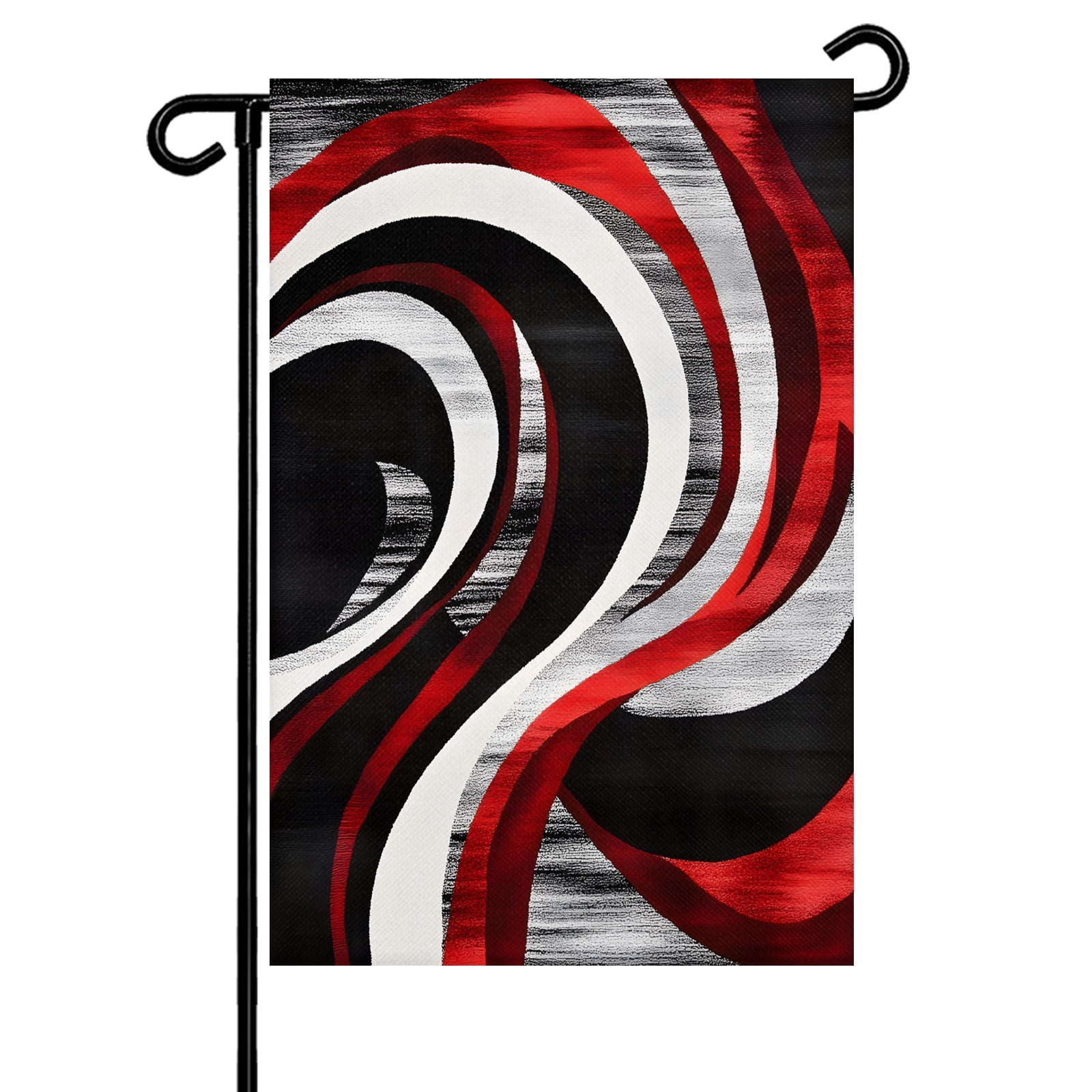 Abstract Wave Garden Flag 28x40 Inch Red Black Line Double Sided Small ...