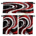 Abstract Wave Kitchen Curtains Valance and Tier Set Red Black Line Rod ...