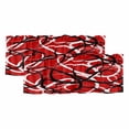 Abstract Wave Line 2 Panels Kitchen Valance, Black White Red Geometric ...